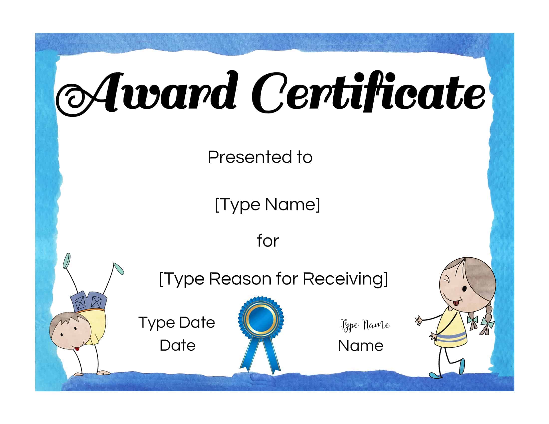 Free Custom Certificates For Kids Customize Online Print At Home