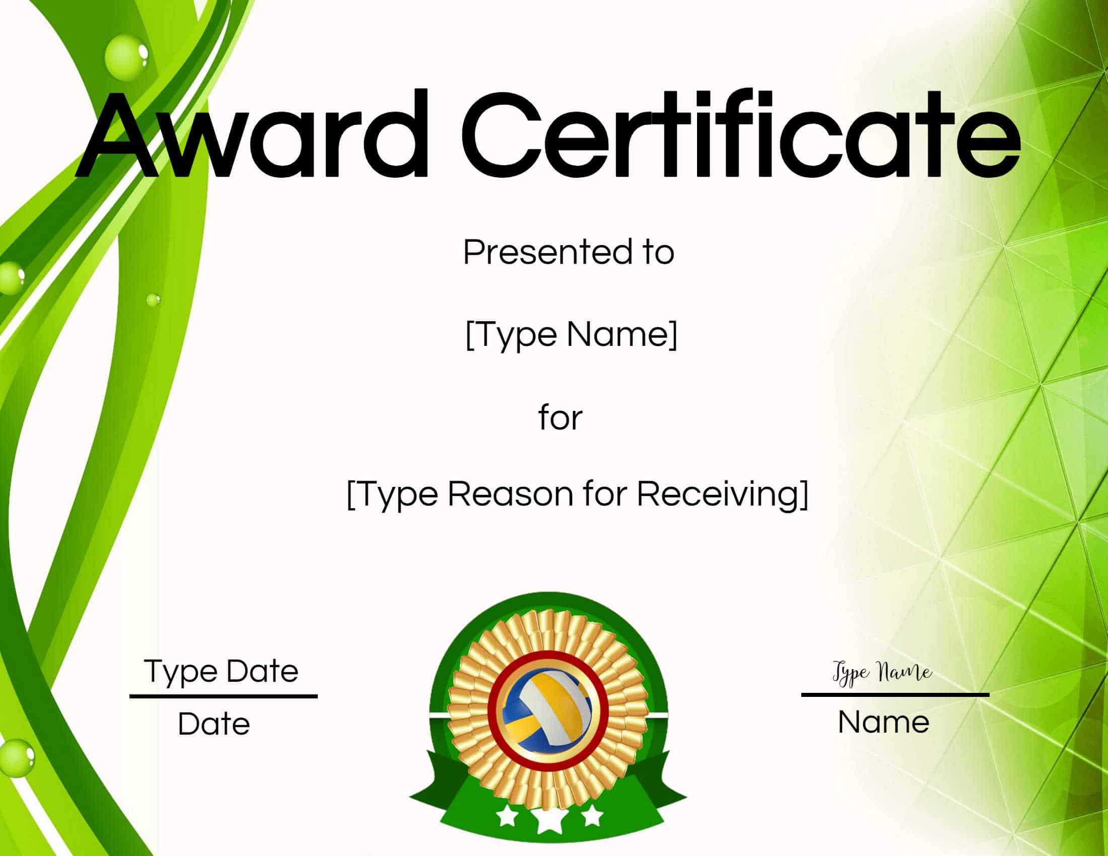 Free Volleyball Certificate Edit Online And Print At Home