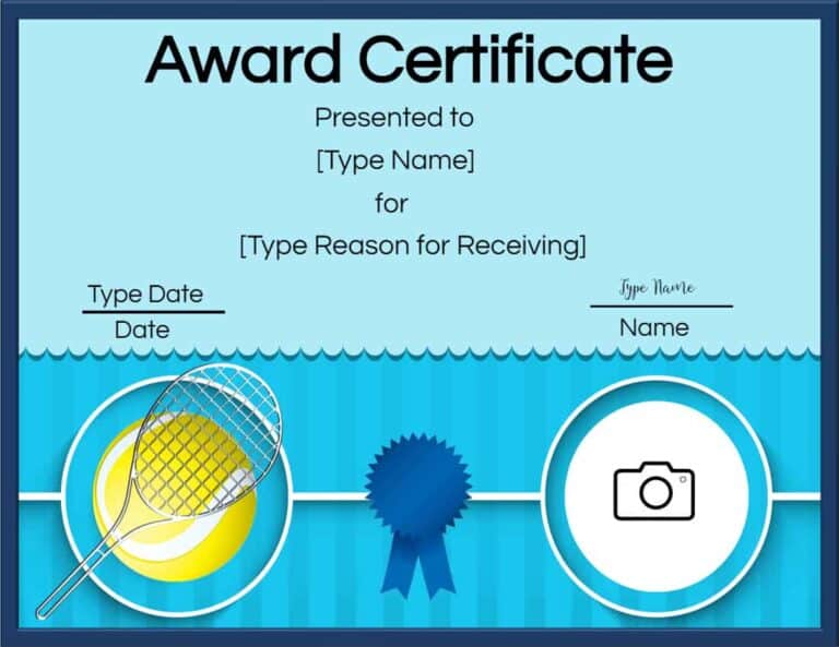 Free Tennis Certificates | Edit Online and Print at Home