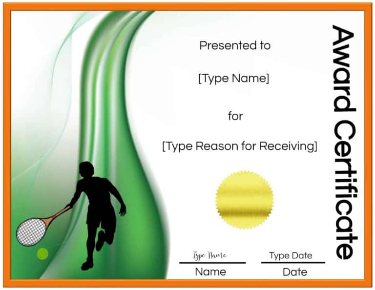 Free Tennis Certificates | Edit Online and Print at Home