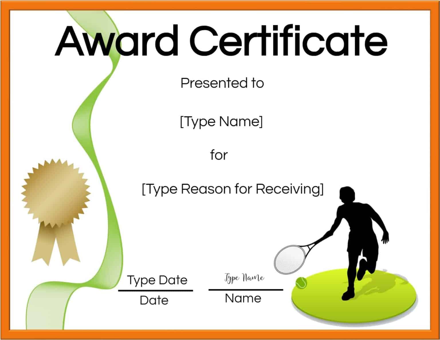 Free Tennis Certificates | Edit Online and Print at Home