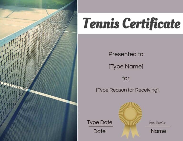 Free Tennis Certificates | Edit Online and Print at Home