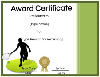 Free Tennis Certificates | Edit Online and Print at Home