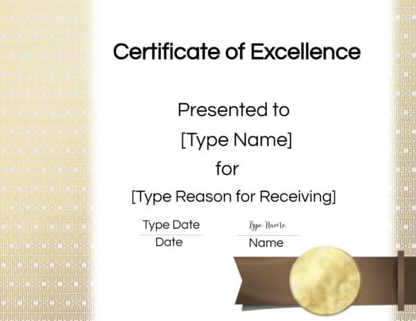 FREE Certificate of Excellence | Editable and Printable