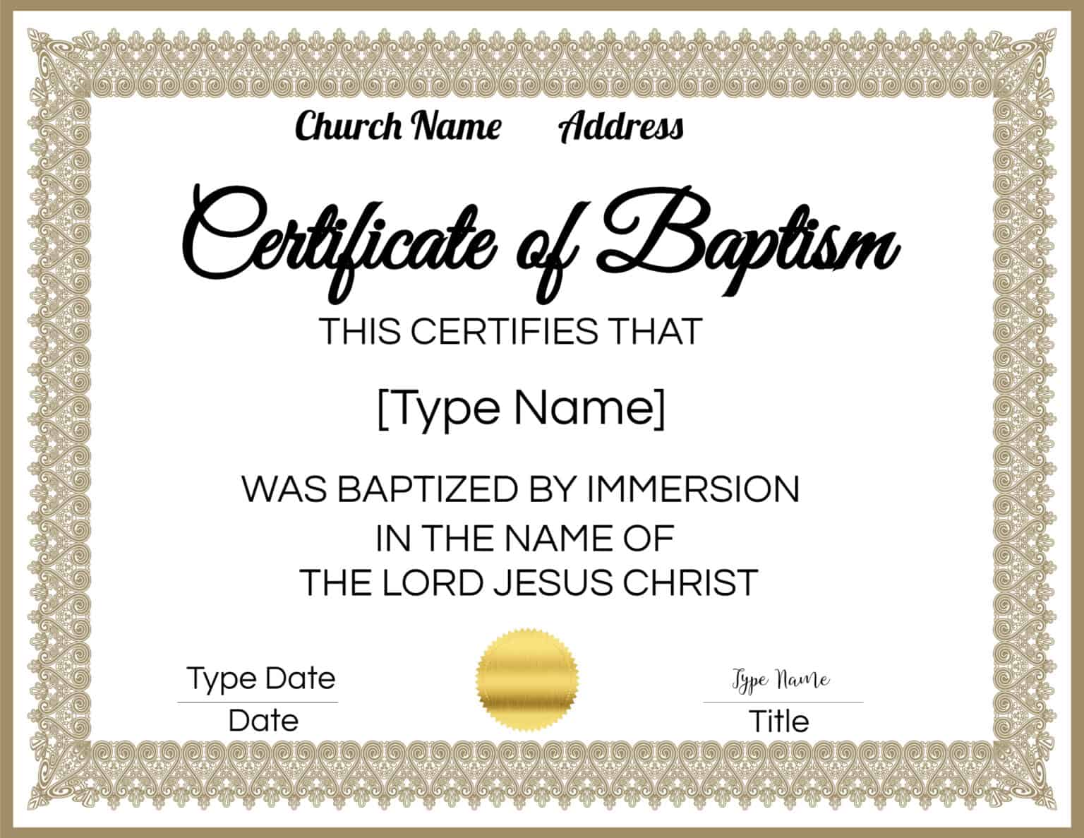 FREE Baptism Certificate Templates | Customize Online | No Watermark FREE Baptism Certificate Templates | Customize Online | No Watermark