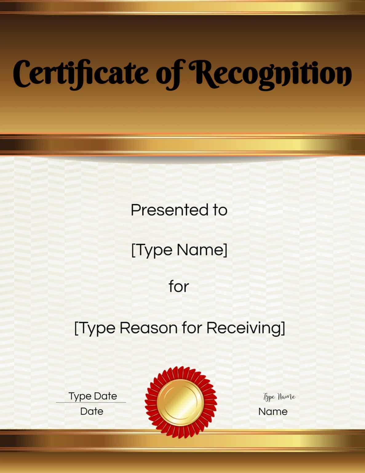 FREE Certificate Of Recognition Template Customize Online