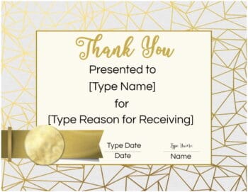 FREE Thank You Certificate Template | Edit then Print