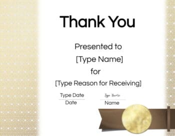 FREE Thank You Certificate Template | Edit then Print
