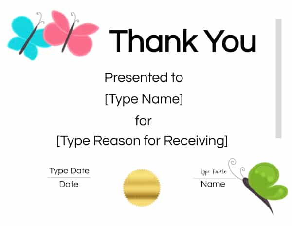 FREE Thank You Certificate Template | Edit then Print