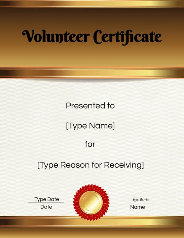 FREE Volunteer Certificate Template | Many Designs are Available