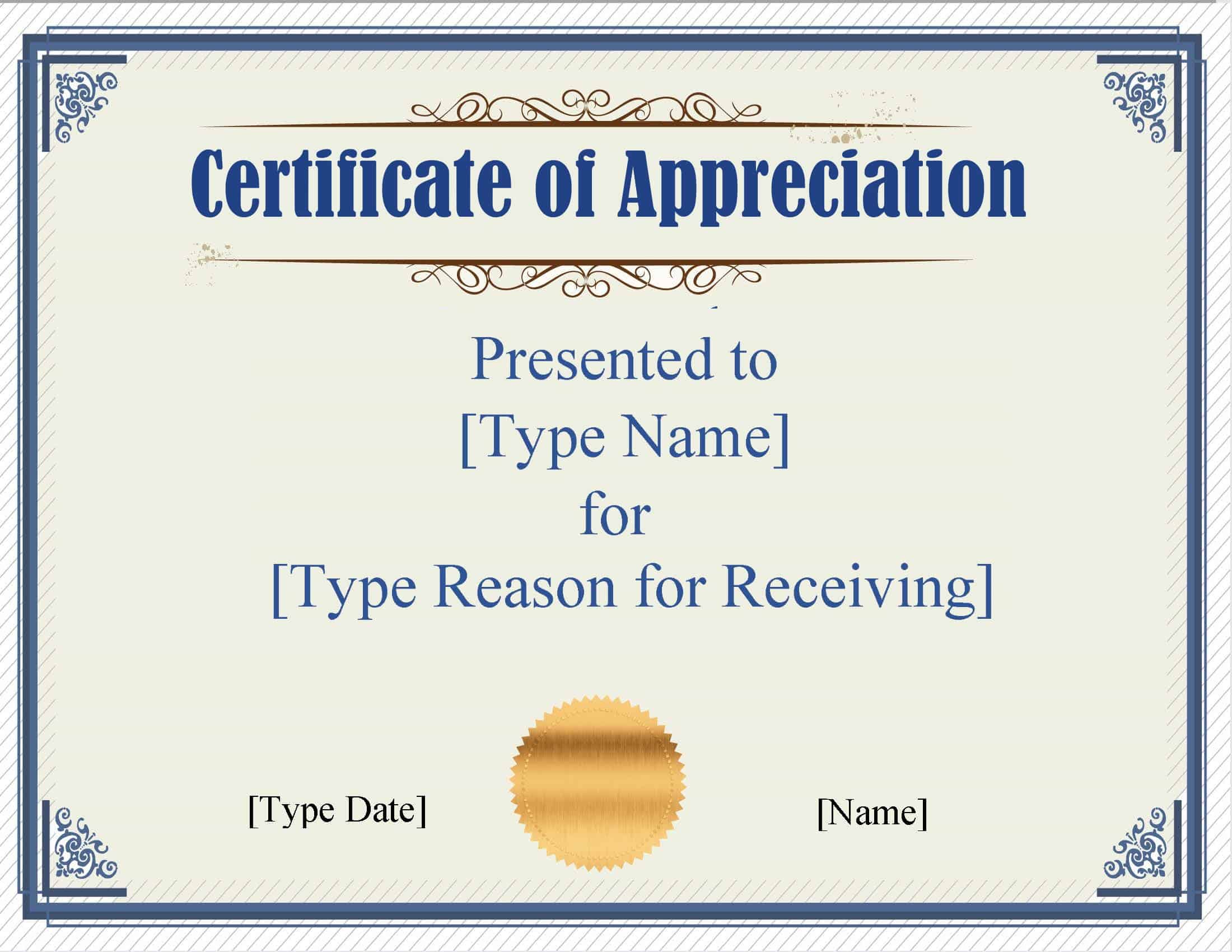 Free Editable Certificate Of Appreciation Template Word