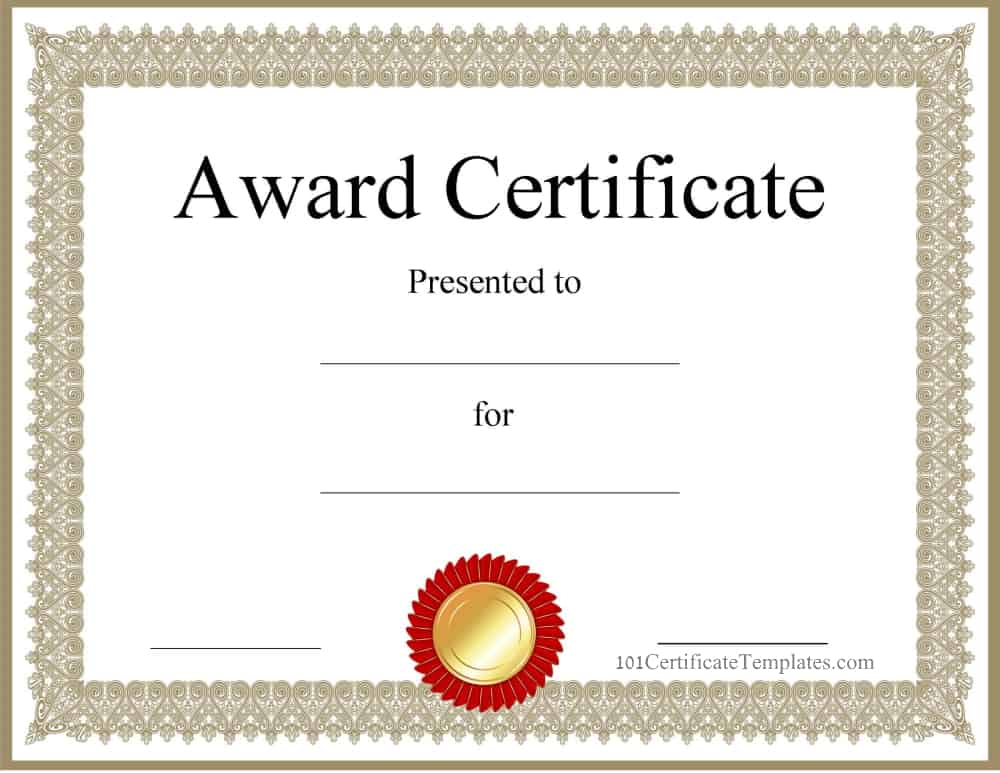 PDF Award Certificate Template Printable