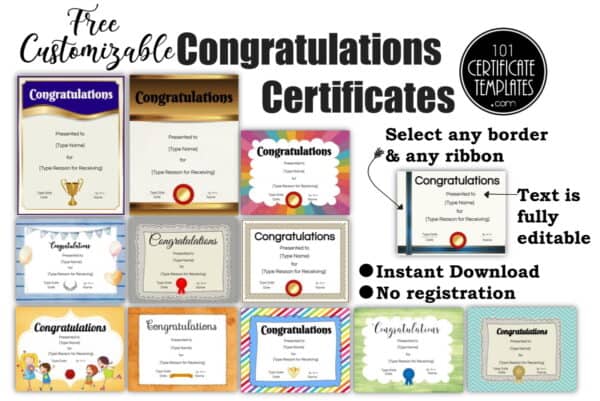 FREE Congratulations Certificate Template | Customize Online