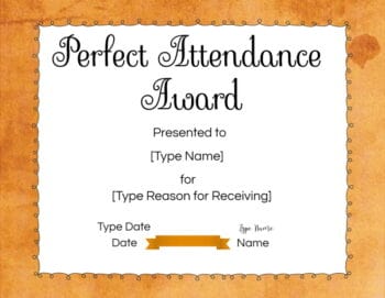 FREE Editable and Printable Perfect Attendance Award