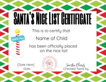 FREE Santa Nice List Certificate | Editable and Printable