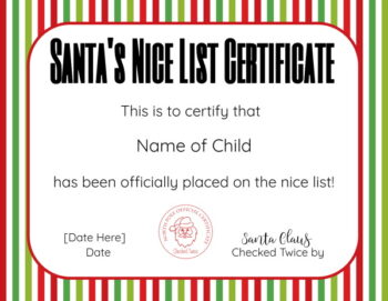 FREE Santa Nice List Certificate | Editable and Printable