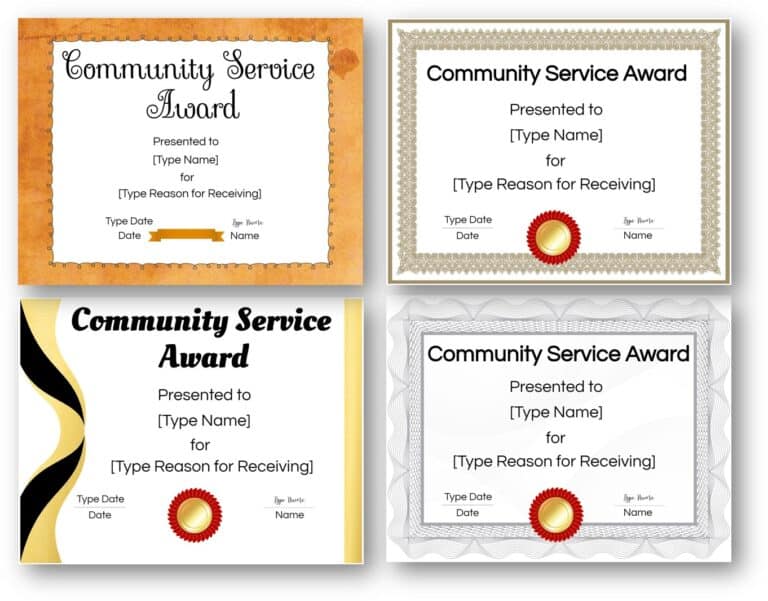 FREE Printable and Editable Community Service Award