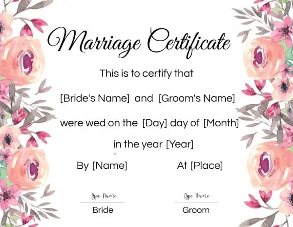 FREE Printable and Editable Fake Marriage Certificate