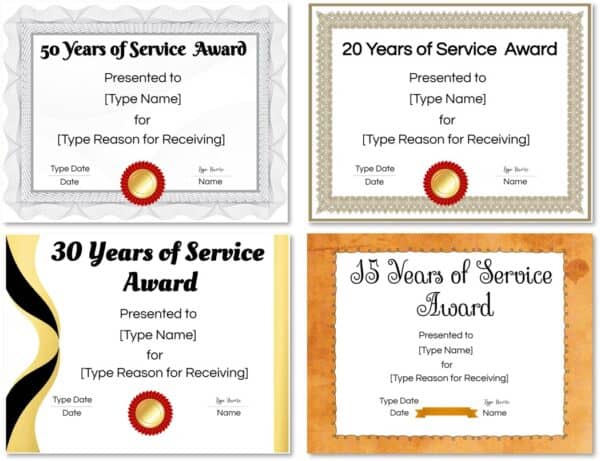 FREE Printable And Editable Years Of Service Award